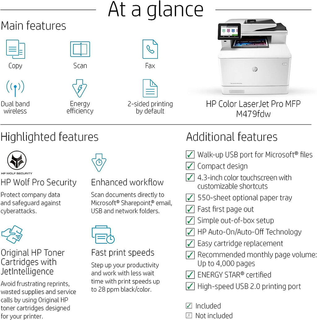 HP MFP M479DW Color Laser Printer Wireless W1A77A | IBC INTERNATIONAL